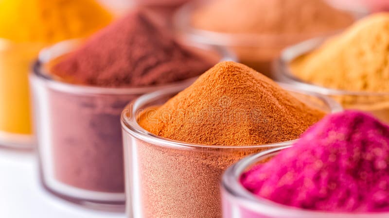 A Vibrant Display of Spices is Presented in Clear Glass Containers ...