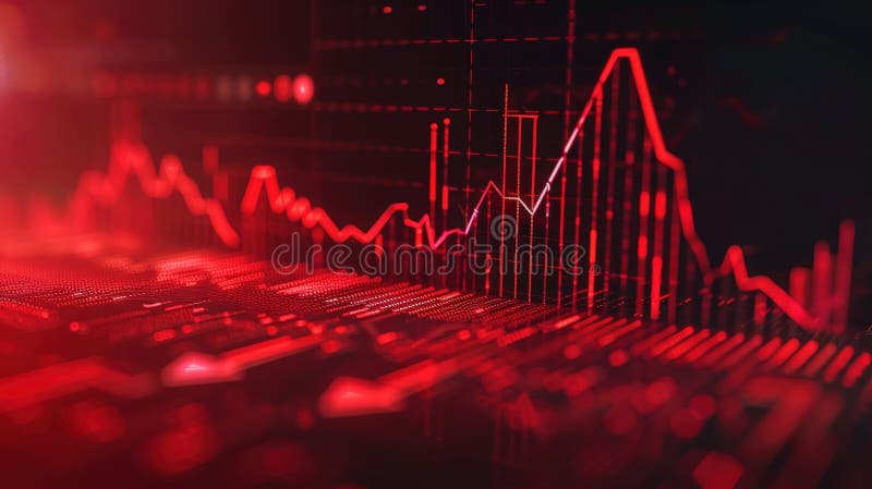 Dynamic Stock Market Trend Analysis Displaying Red and White Graphical ...