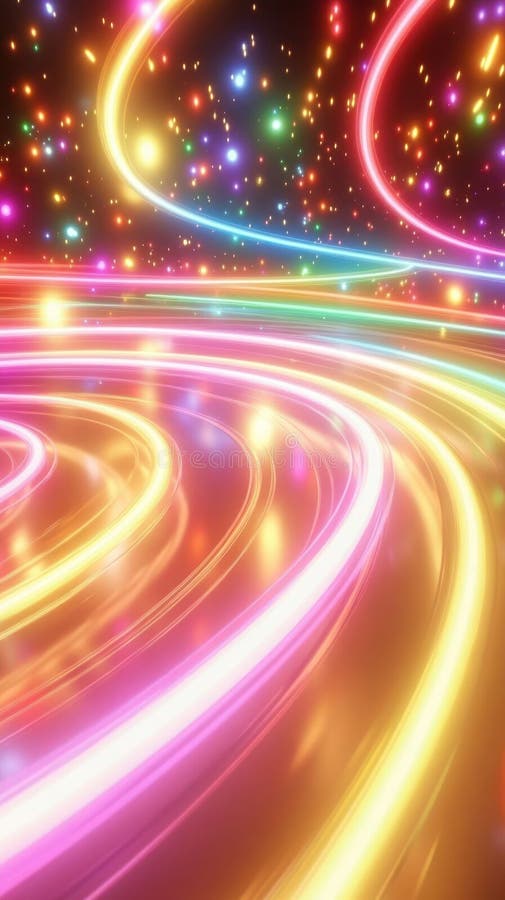 A Vibrant Display of Swirling Colorful Lights and Sparkling Particles ...