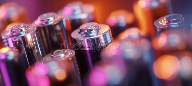 The Vibrant Display of Various Batteries Organized with Modern Elegance ...