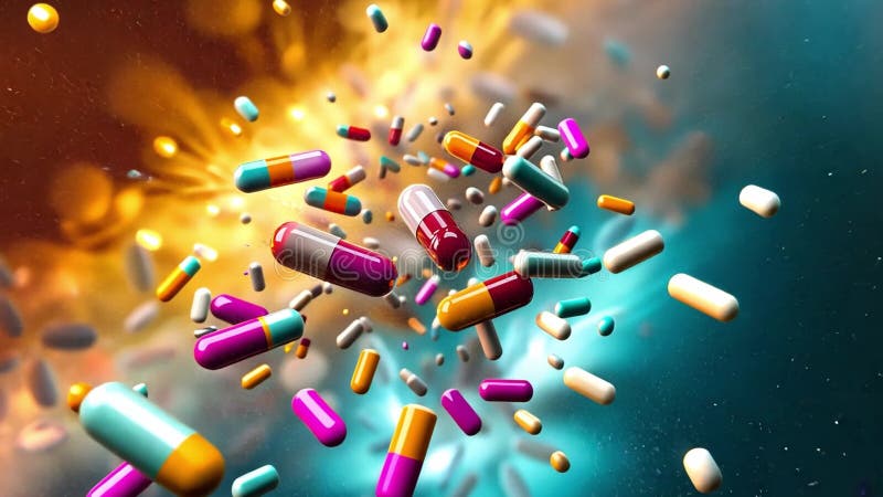 Dynamic Explosion of Colorful Capsules Illustrating Advanced AI in ...