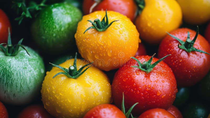 A Vibrant Display of Various Colored Tomatoes Growing Together on the ...