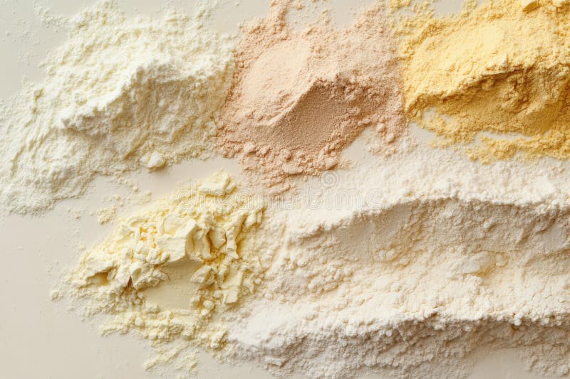 A Vibrant Display of Various Flour Types Arranged Artistically on a ...