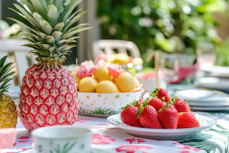 A Vibrant Display of Various Fruits, Prominently Featuring a Pineapple ...