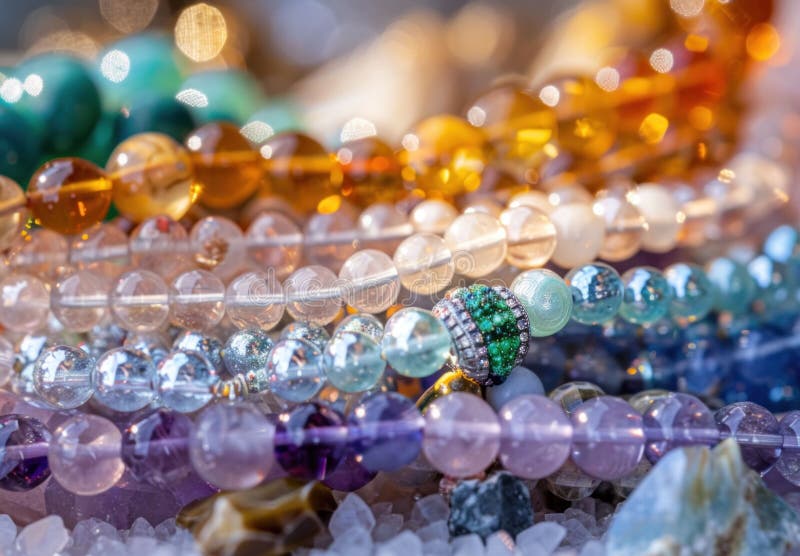 Colorful Assortment of Gemstone Beads Arranged Artistically on a ...