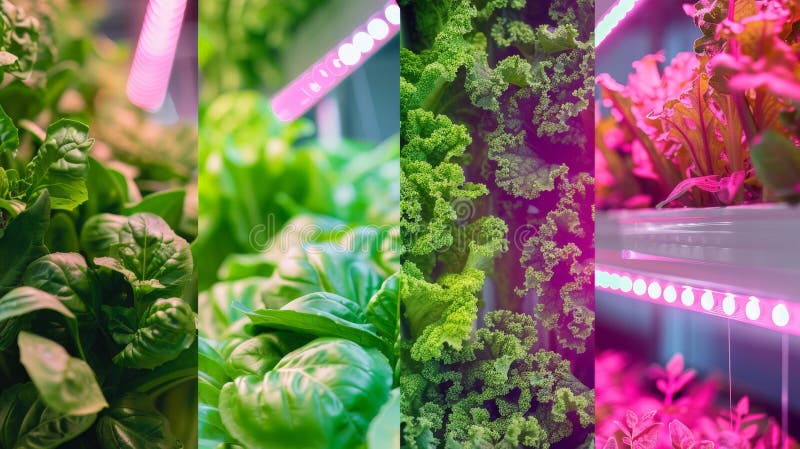 A Vibrant Display of Various Leafy Greens Growing in a Hydroponic ...