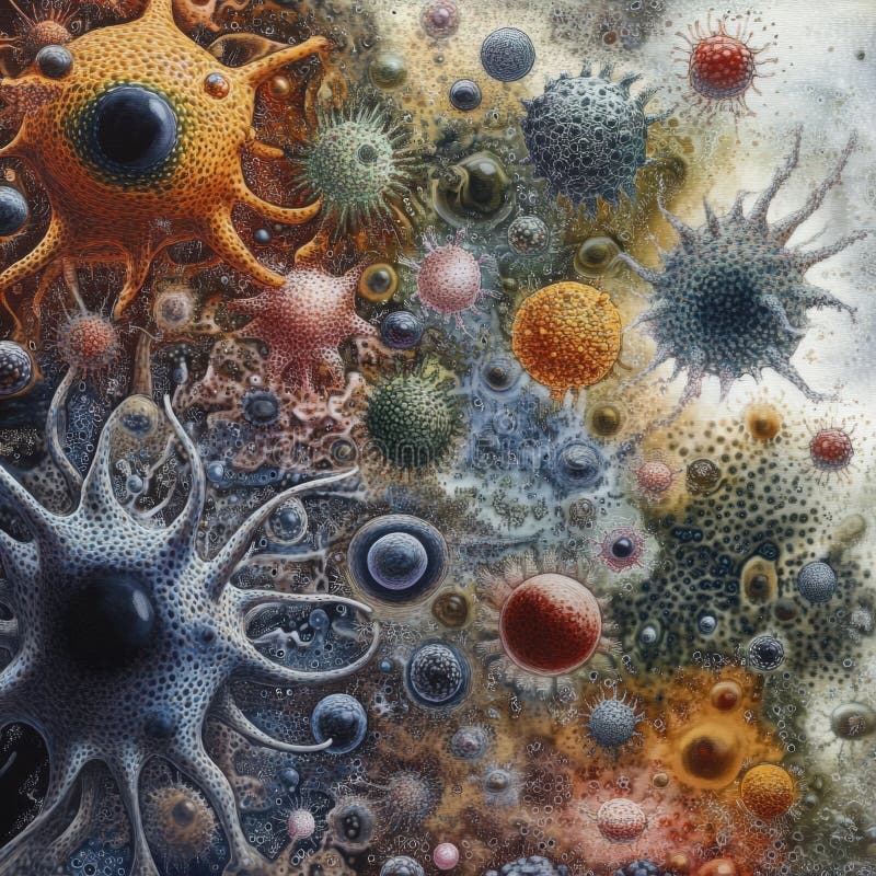Dense Layer of Microbes Showcasing Diverse Shapes and Colors in a ...