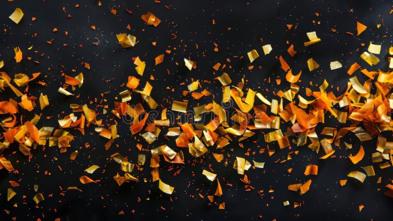 Vibrant Display of Yellow and Orange Confetti Against a Black ...