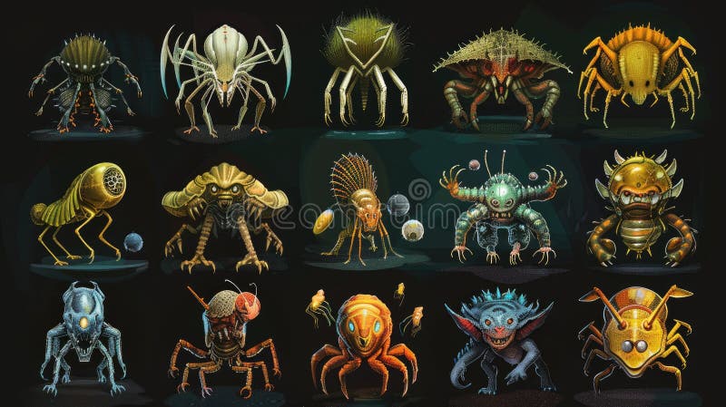 Vibrant and Diverse Cartoon Aliens with Colorful Designs Stock ...