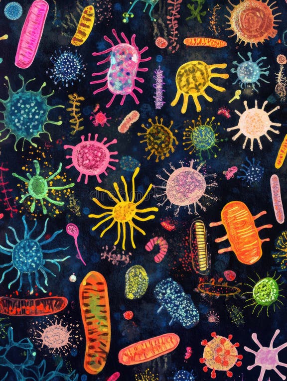 Colorful Array of Bacteria and Microbes Showcasing Diversity in ...