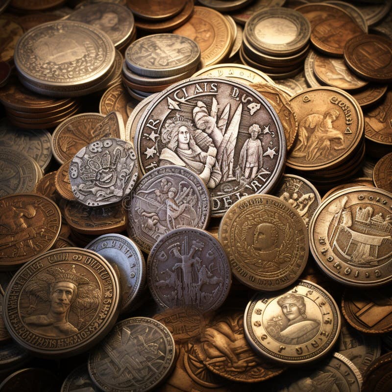 Vibrant and Diverse Historic Coins and Currency Stock Image - Image of ...
