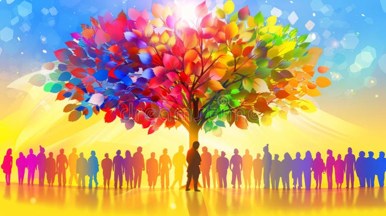 Vibrant Diversity: Multicolored Tree Symbolizing Unity and Inclusion ...
