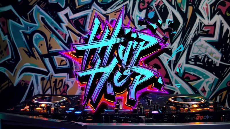 Vibrant Dj Console Background Exploding with Dynamic Hip Hop Lettering ...