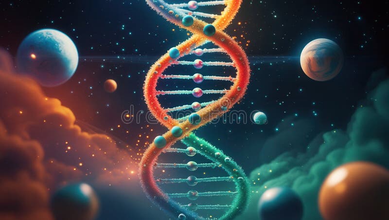 Vibrant DNA Helix Structure in a Cosmic Space Environment with Planets ...