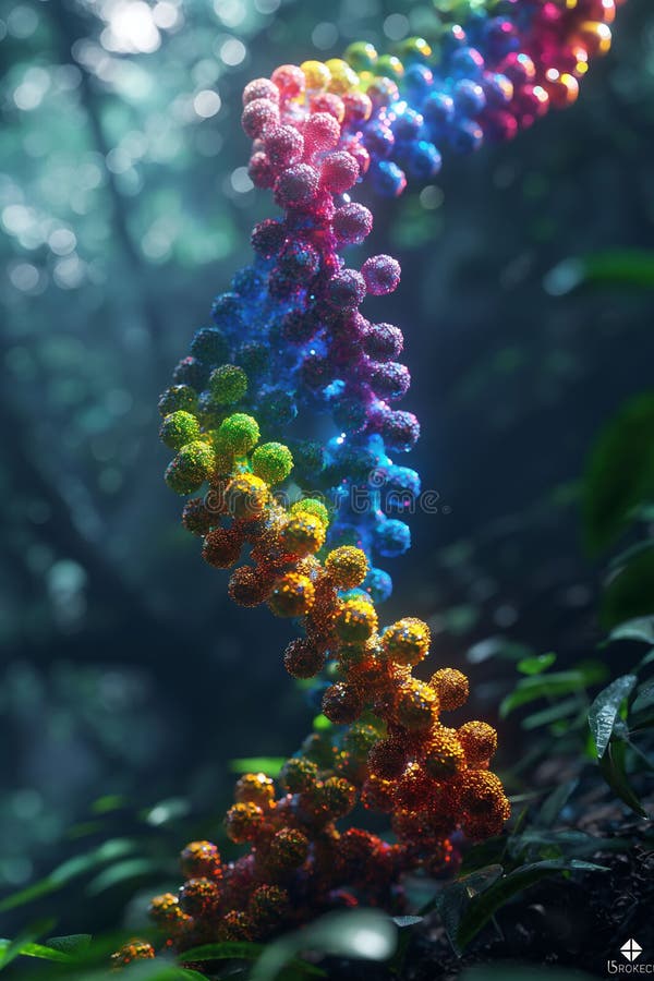 Vibrant DNA Molecule in Enchanting Forest with Copy Space Concept of ...