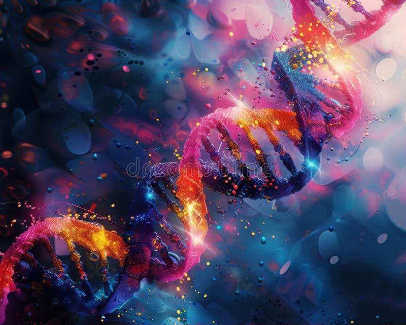 Vibrant Dna Strand on Abstract Background Stock Illustration ...