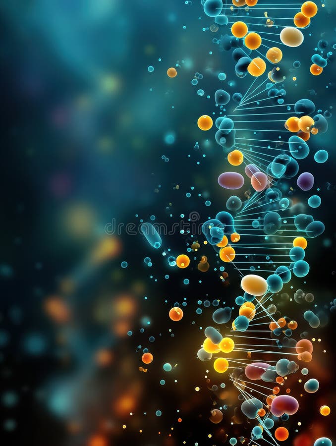 DNA Strand Intricately Intertwined with Bacterial Colonies Illustrating ...