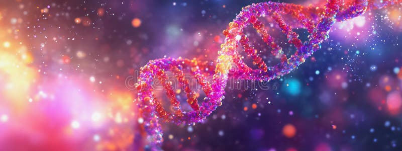 Vibrant DNA Structure Against a Cosmic Backdrop with Colorful Light ...