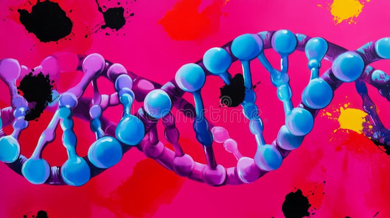 Vibrant DNA Structure on Pink Background a Colorful Representation of a ...