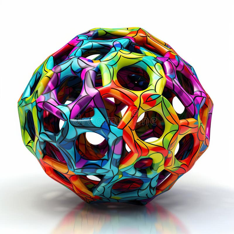 Vibrant Dodecahedron on White Background with Intricate Patterns Stock ...