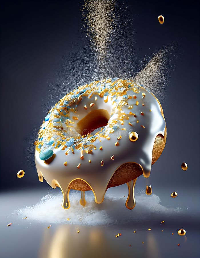 A Vibrant Donut with Blue Icing, Colorful Sprinkles and Dripping Glaze ...