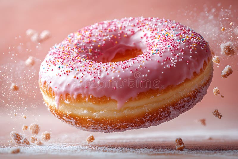 A Vibrant Donut with Icing and Sprinkles, with Sprinkles Appearing To ...