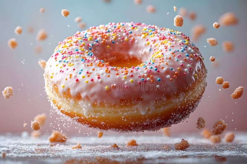 A Vibrant Donut with Icing and Sprinkles, with Sprinkles Appearing To ...