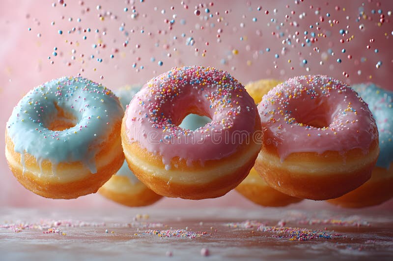 A Vibrant Donut with Icing and Sprinkles, with Sprinkles Appearing To ...