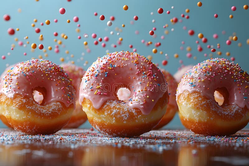 Vibrant Donut Icing Sprinkles Appearing Explode Air Stock Photos - Free ...