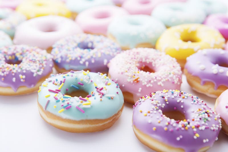 Vibrant Donuts on White Background Stock Illustration - Illustration of ...