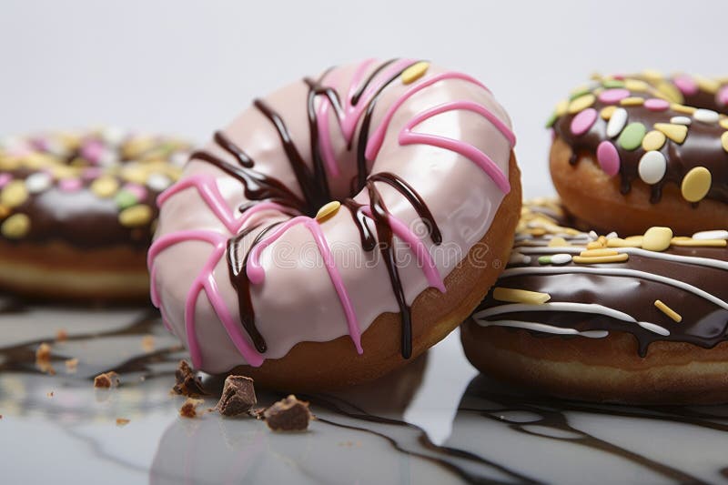 Vibrant Donuts on White Background Stock Illustration - Illustration of ...