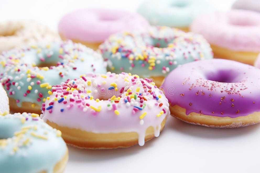 Vibrant Donuts on White Background Stock Illustration - Illustration of ...