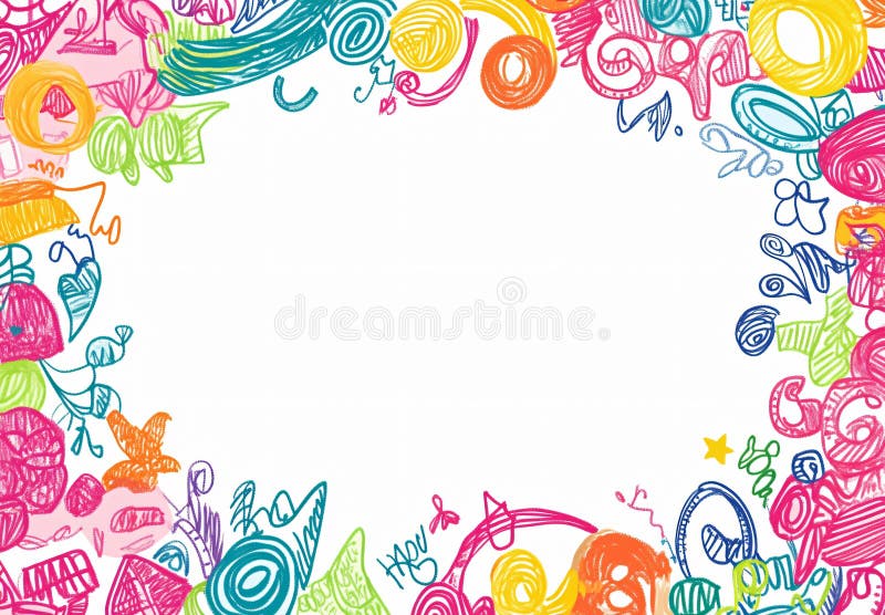 Vibrant Doodle Frame: Colorful Abstract Border High Quality Image Stock ...