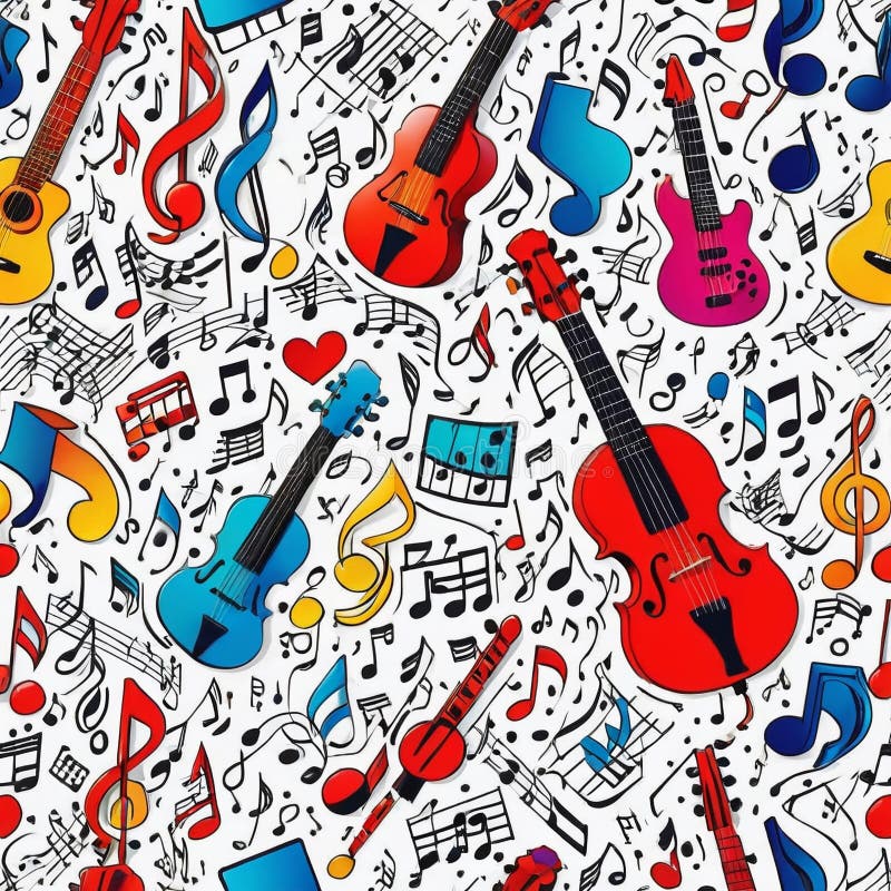 Vibrant Doodle Music Texture a Rhythmic Visual Symphony for Backgrounds ...