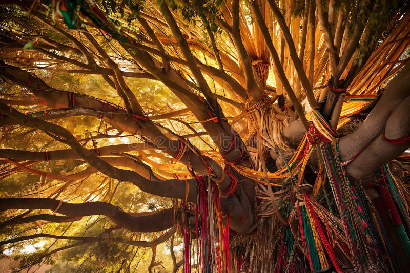 Vibrant Doors Embedded in the Tree Trunk Creating a Magical Forest ...