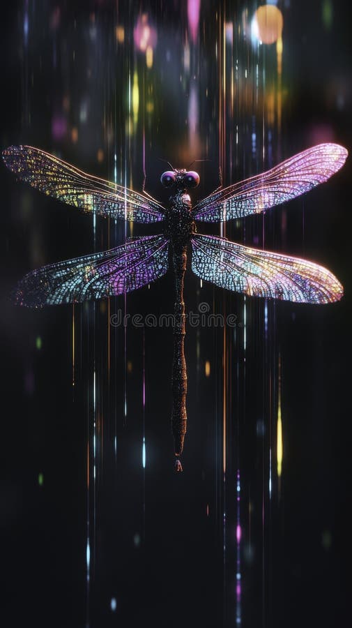 Colorful Butterfly Gracefully Hovers in a Dimly Lit Environment Stock Illustration ...