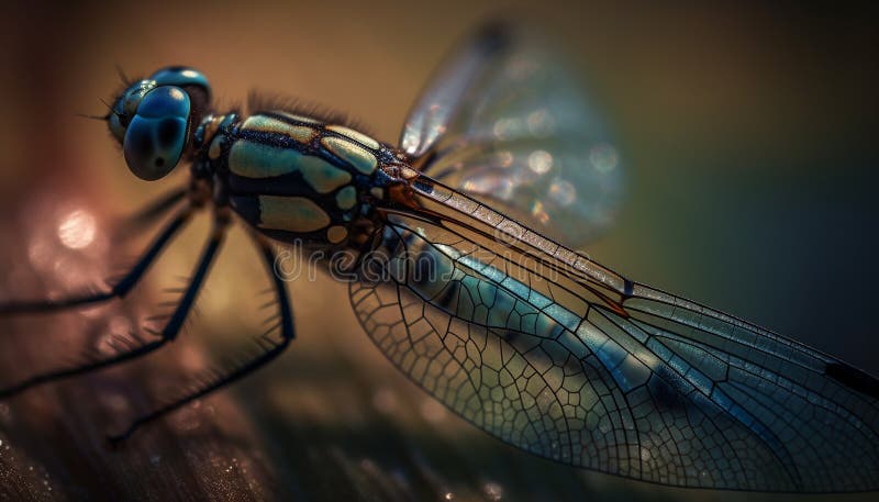 Vibrant Dragonfly Wing in Extreme Magnification Generated by AI Stock ...