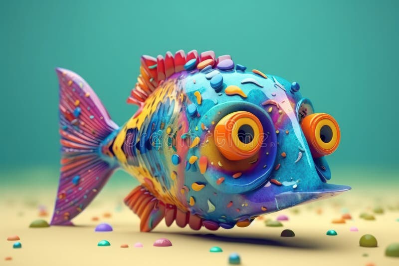 A Vibrant and Dreamlike Fish, Wearing Glasses, Depicted through a 3D ...