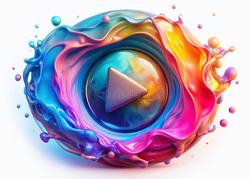 A Vibrant Dreamscape Play Button Melting Progress Bar and Repeat Symbol ...