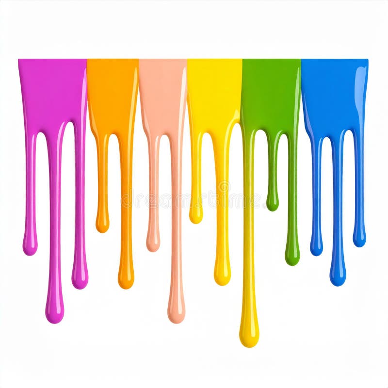 Vibrant Dripping Paint Colors on White Background Stock Illustration ...