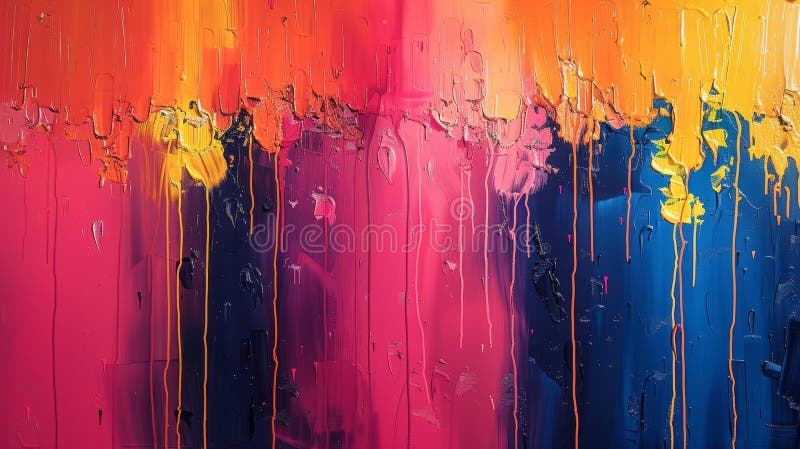 Vibrant Dripping Paint on a Wall Stock Image - Image of texture ...