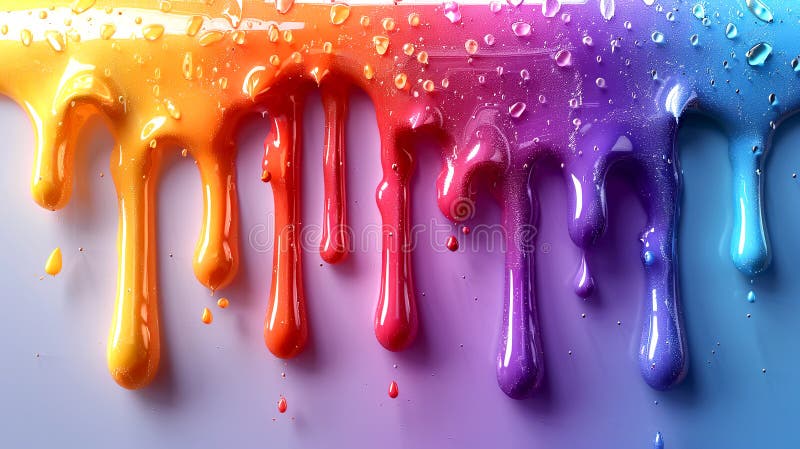 Vibrant Drips of Color Blend in a Mesmerizing Cascade on a Smooth ...