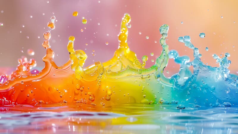 Colorful Water Droplets Create a Vibrant Splash in a Serene Setting ...