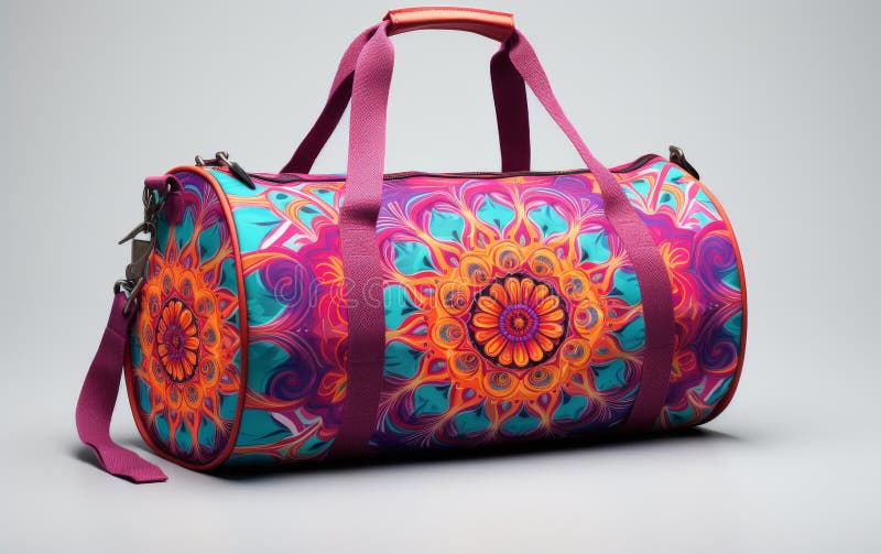 A Vibrant Duffel Bag with Pink Strap Stock Photo - Image of weekend ...