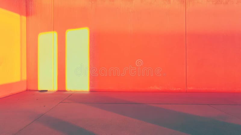 Vibrant Duochrome Wall with Yellow and Orange Shadows for Background or ...