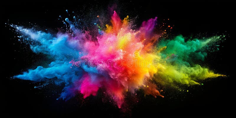 Vibrant Dust Explosion on Black Background Generative by AI Stock Image ...