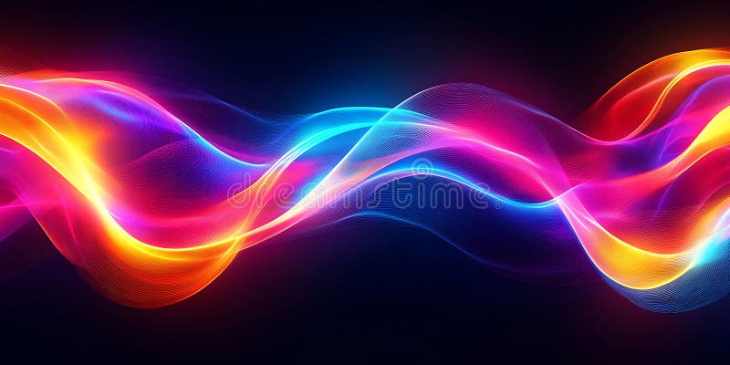 Abstract Wavy Light Trails with Neon Glows and Colorful Gradient ...