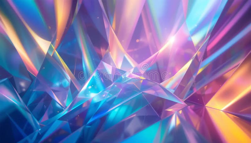 Holographic Crystal Abstract Background - Iridescent Geometric Texture ...