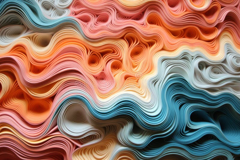 Vibrant 3d Render of Wavy Lines with a Multicolor Gradient Stock Photo ...