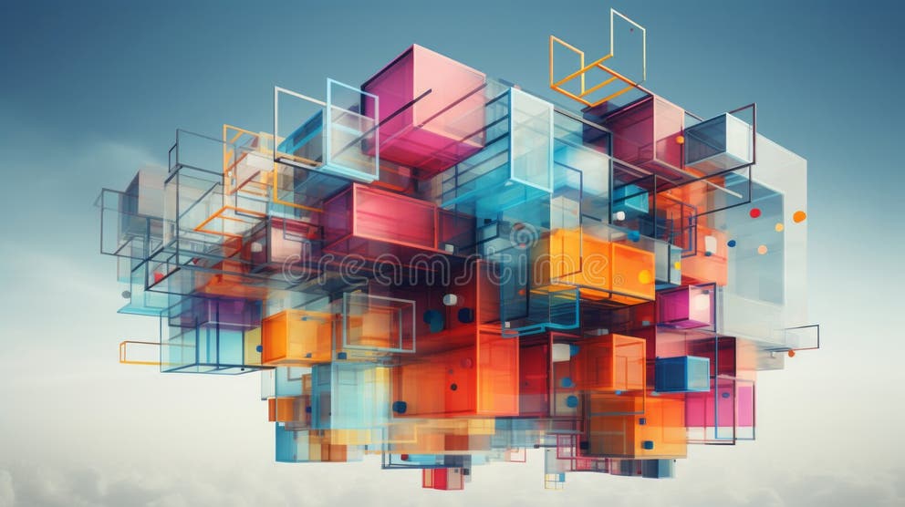 A Vibrant and Dynamic Abstract Cube in Various Colors. Generative Ai ...
